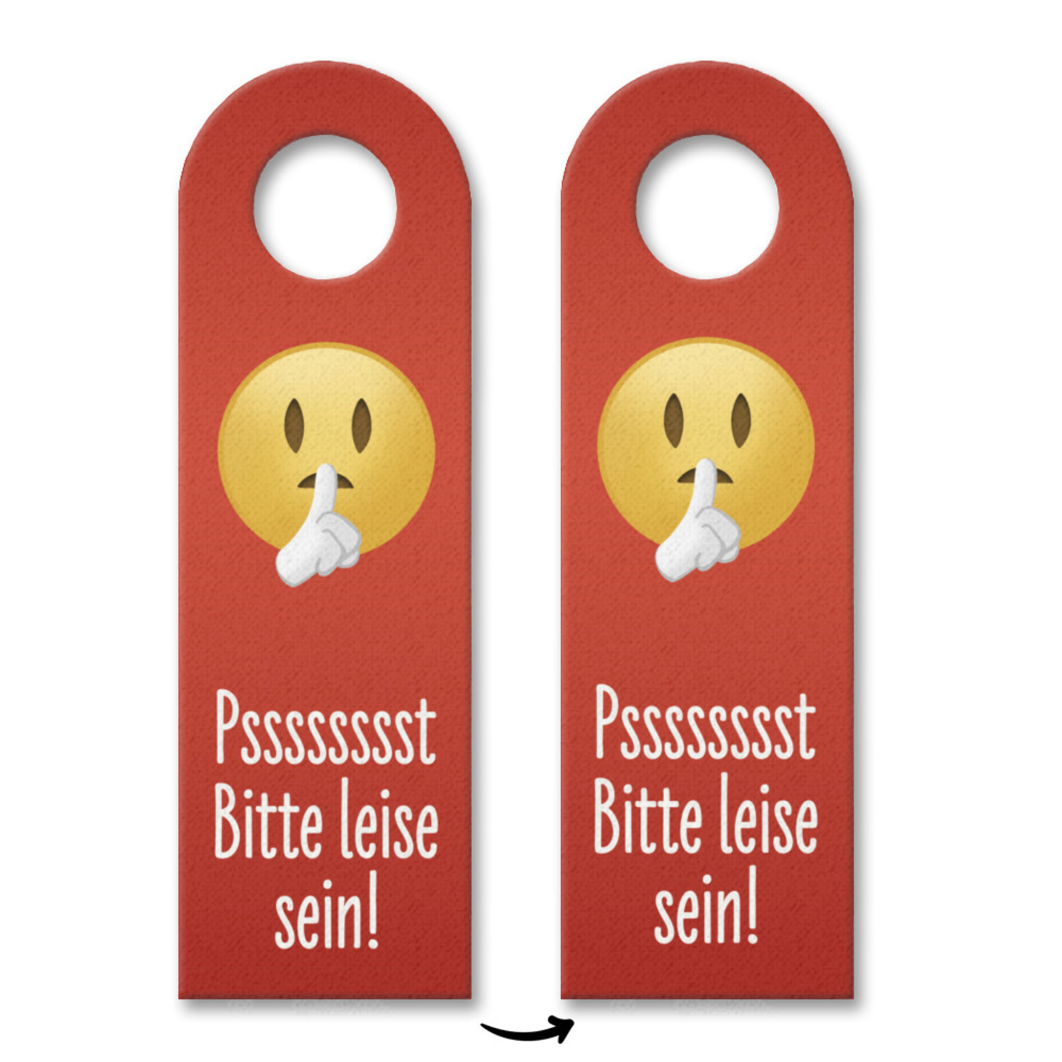 Pssst Bitte leise sein Emoticon mit Zeigefinger vor dem Mund Türhänger ...